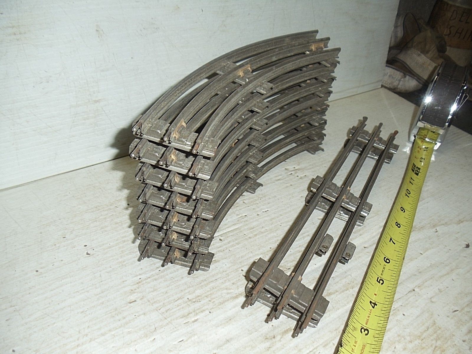 Old Vintage O GAUGE Train Track 3 Rail BANKED Lot 7 Curves & 2 Straight ...