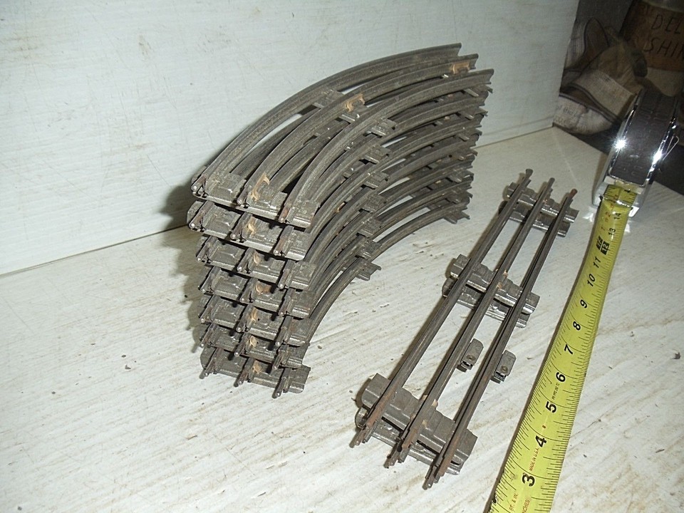 Old Vintage O GAUGE Train Track 3 Rail BANKED Lot 7 Curves & 2 Straight ...