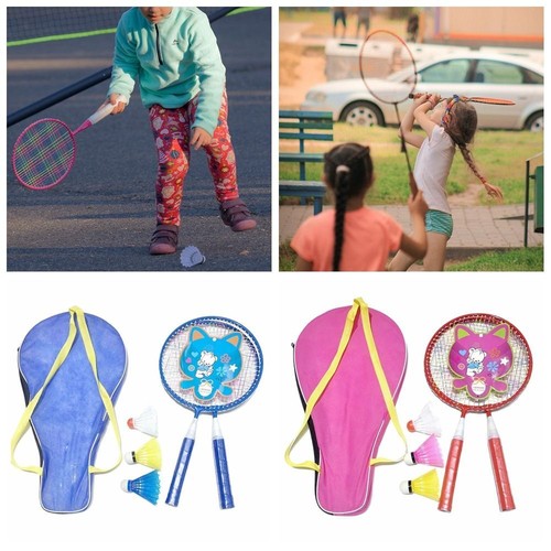 Pink Blue Kids Badminton Rackets with 3 Balls Double Racquets 3~12 ...