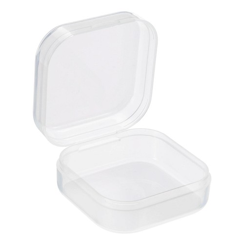 24pcs Clear Storage Container with Hinged Lid 38x18mm Plastic Square ...