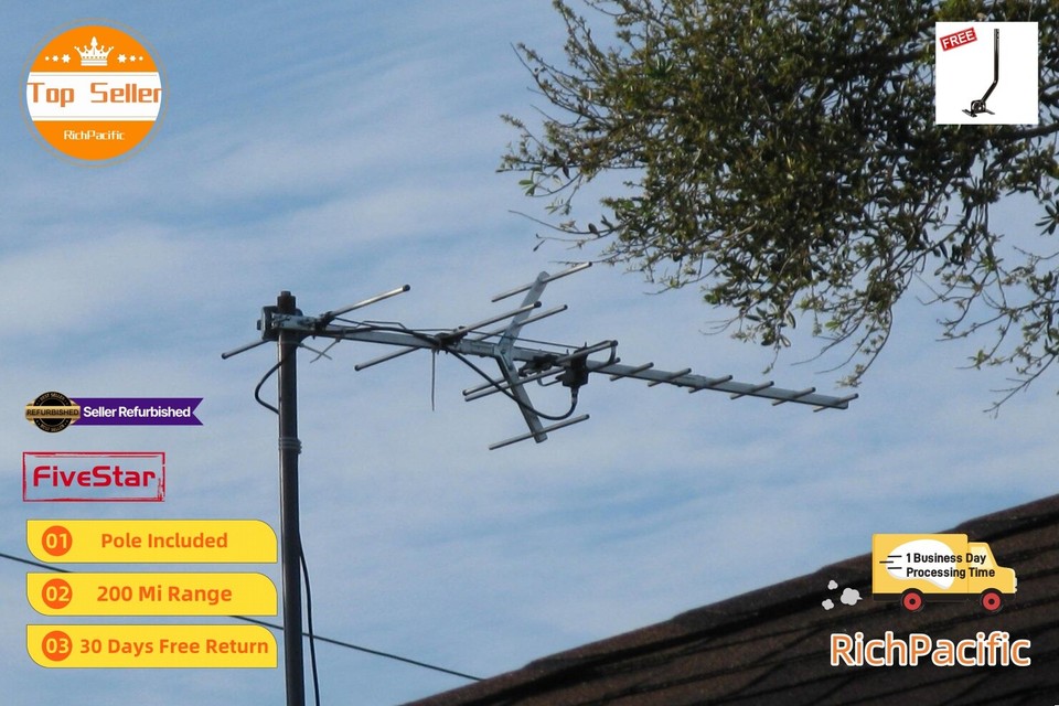 Long Range Yagi TV Antenna Outdoor 250 Mile w/ Pole for Best Signal | eBay