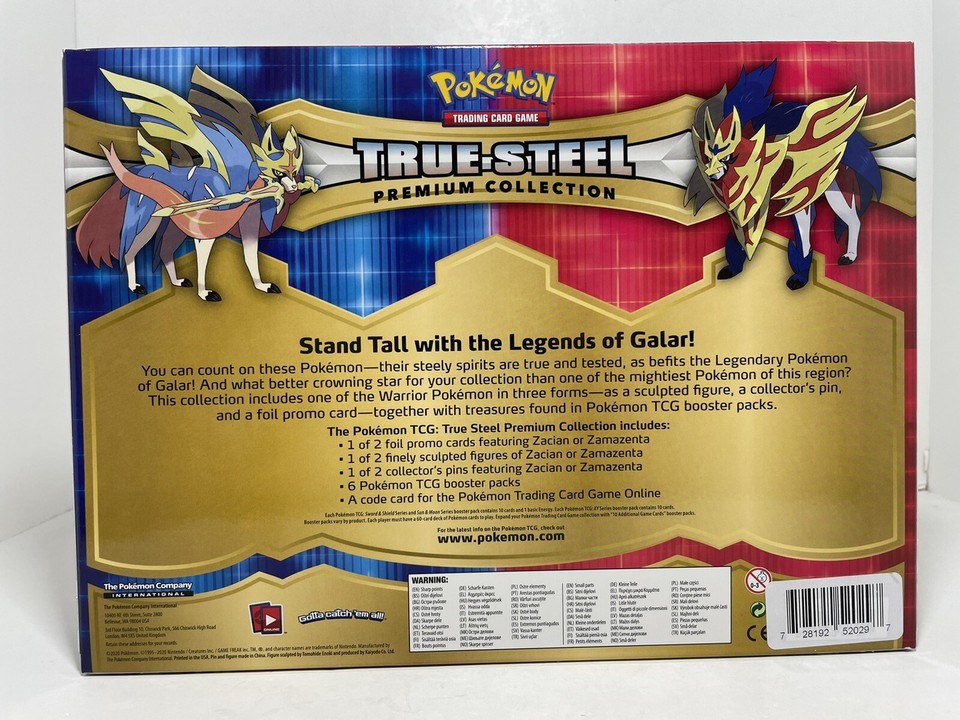 Pokemon TCG True Steel Premium Collection Box Zamazenta Evolution Team ...
