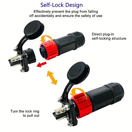 50 Amp Industrial Connector 8AWG 2 Pin Waterproof IP67 Plug ...