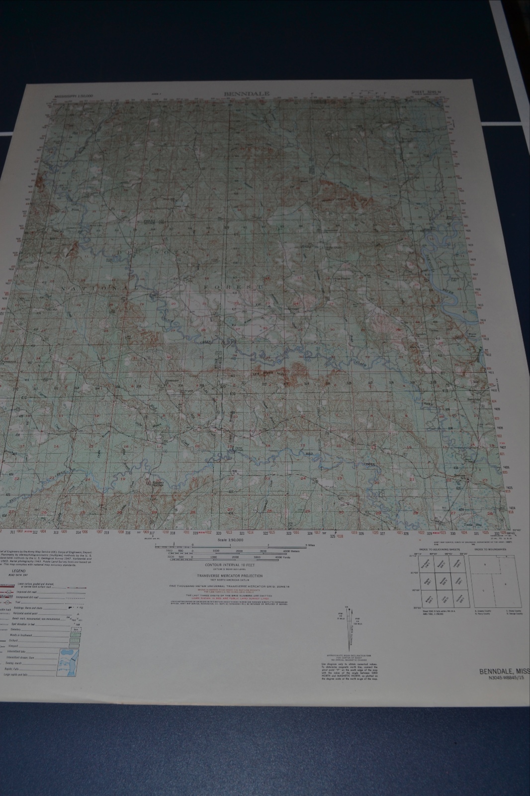1940's Army topo map Benndale Mississippi -Sheet 3245 IV | eBay