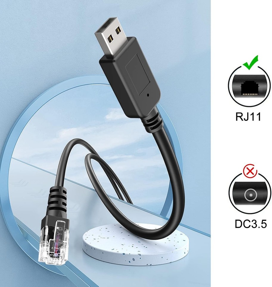 Radar Detector Cable, USB to RJ11 Cable,RJ11 Plug Power Cable,for RJ11 ...