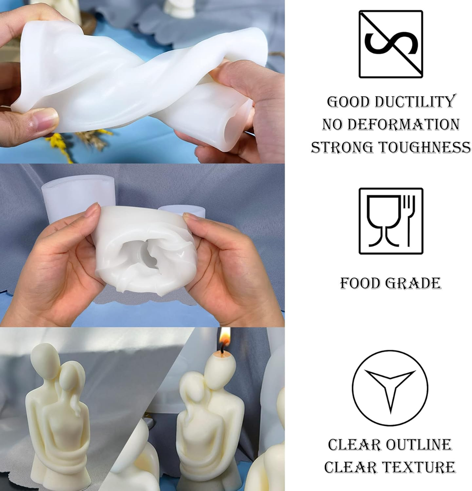 Silicone Couples Candle Mold 3D Hugging Couple Mould Art Body Resin ...