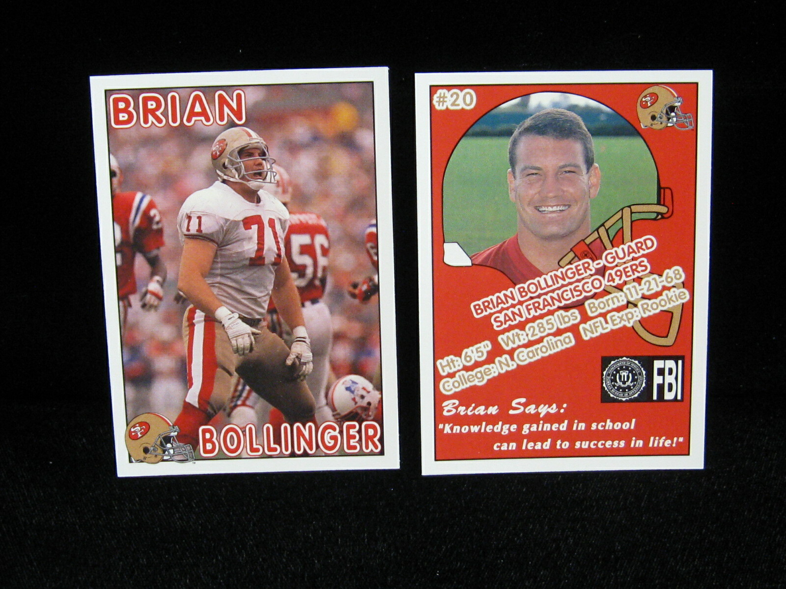 1992 Brian Bollinger San Francisco 49ers FBI Card #20 | eBay