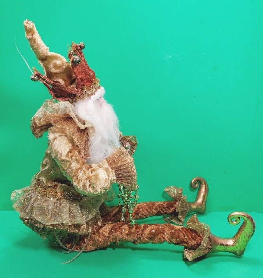 24" Santas ELF- Elves Poseable Figurine CHRISTMAS Arlequin Gold /Brown ...