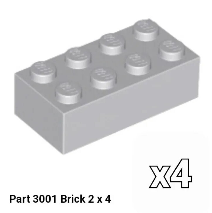 NEW LEGO Parts 3001 Lot of 4 Bricks 2x4 LIGHT BLUISH GRAY 4211385 | eBay