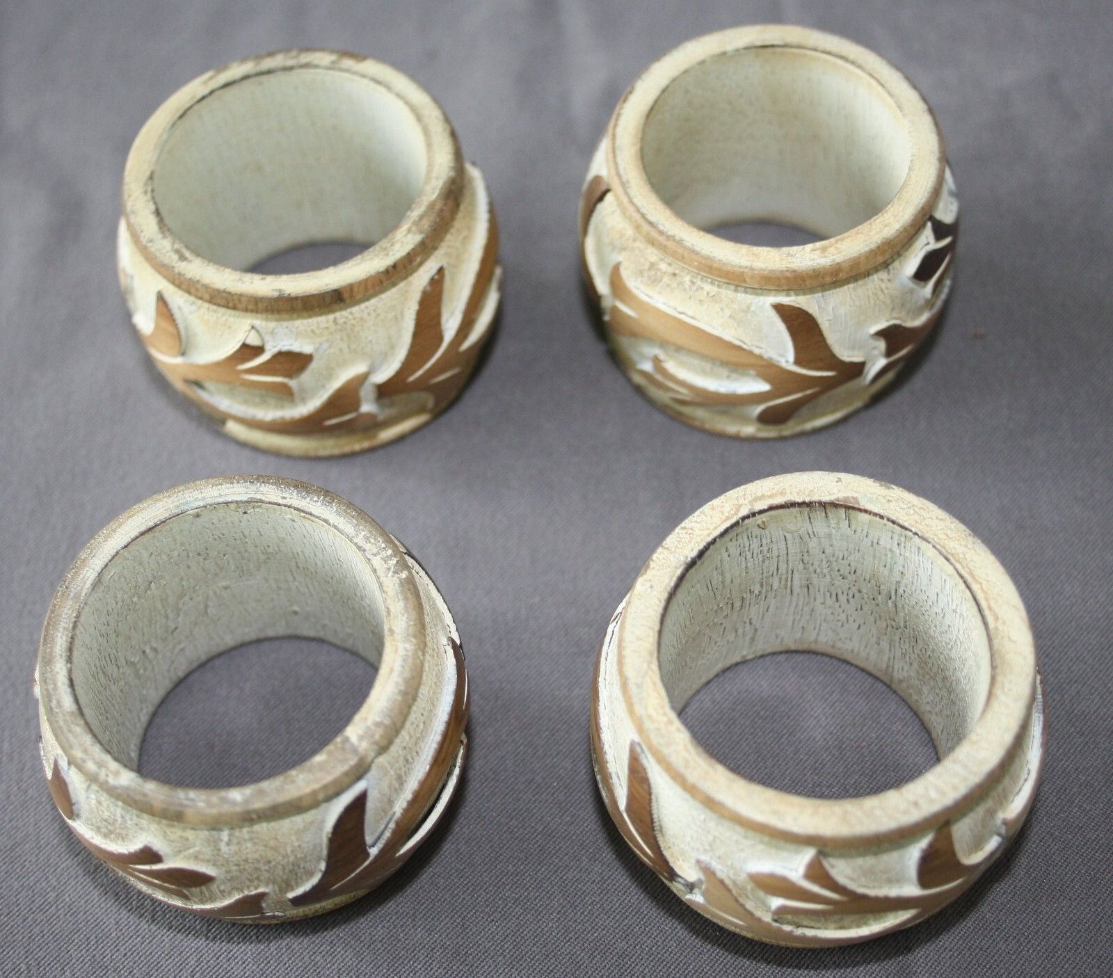 Set of 4 Wood Round Napkin Rings | eBay