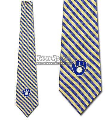 MLB - Milwaukee Brewers Tie Baseball Gingham Neckties Licensed Mens ...