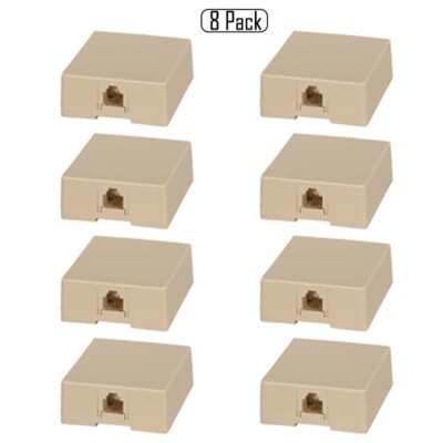 8x 1 Port RJ11 6P4C Telephone/Phone Line Ivory Modular Jack Surface ...