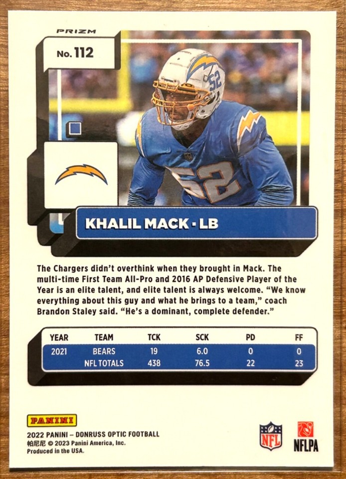 2022 Donruss Optic - Khalil Mack - Red Stars Prizm SSP | eBay