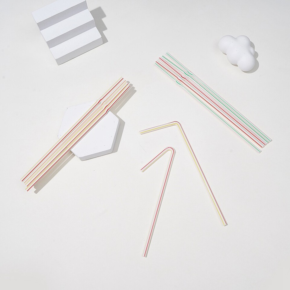 100Pcs Colourful Straw Flexible Plastic Bendy Large Drinking Straw ...