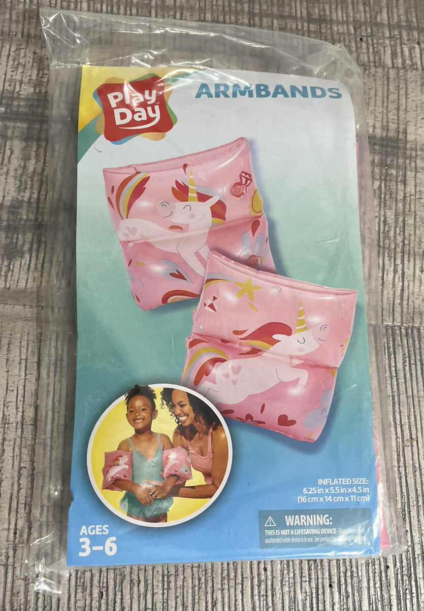 Play Day Armbands Arm Floaties Inflatable 1 pack Pink Unicorn Pool ...