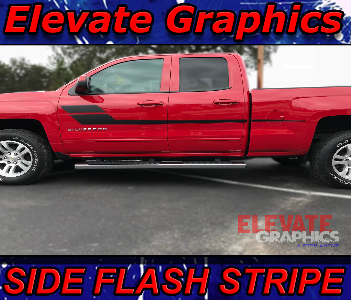 1999-2025 Fits Chevy Silverado Side Flash Stripes Vinyl Decals Sticker ...