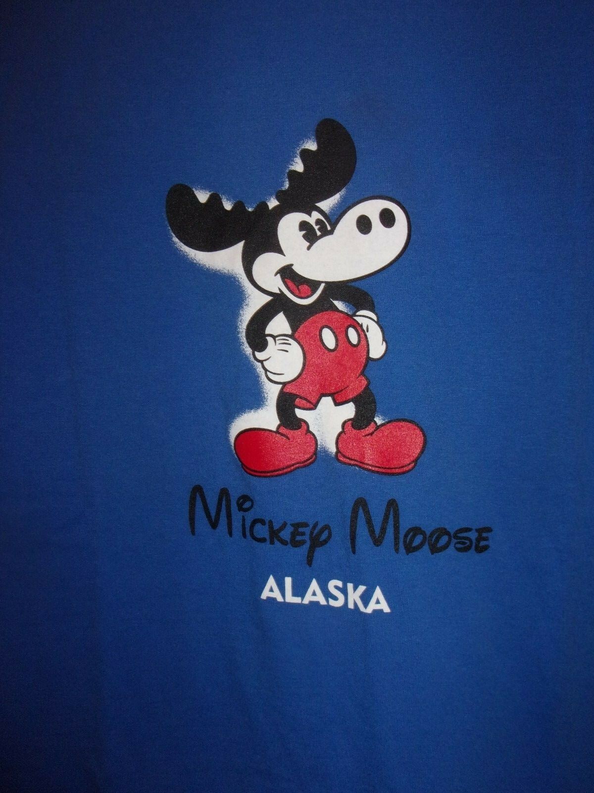 ALASKA Mickey Moose blue M t shirt tourist | eBay
