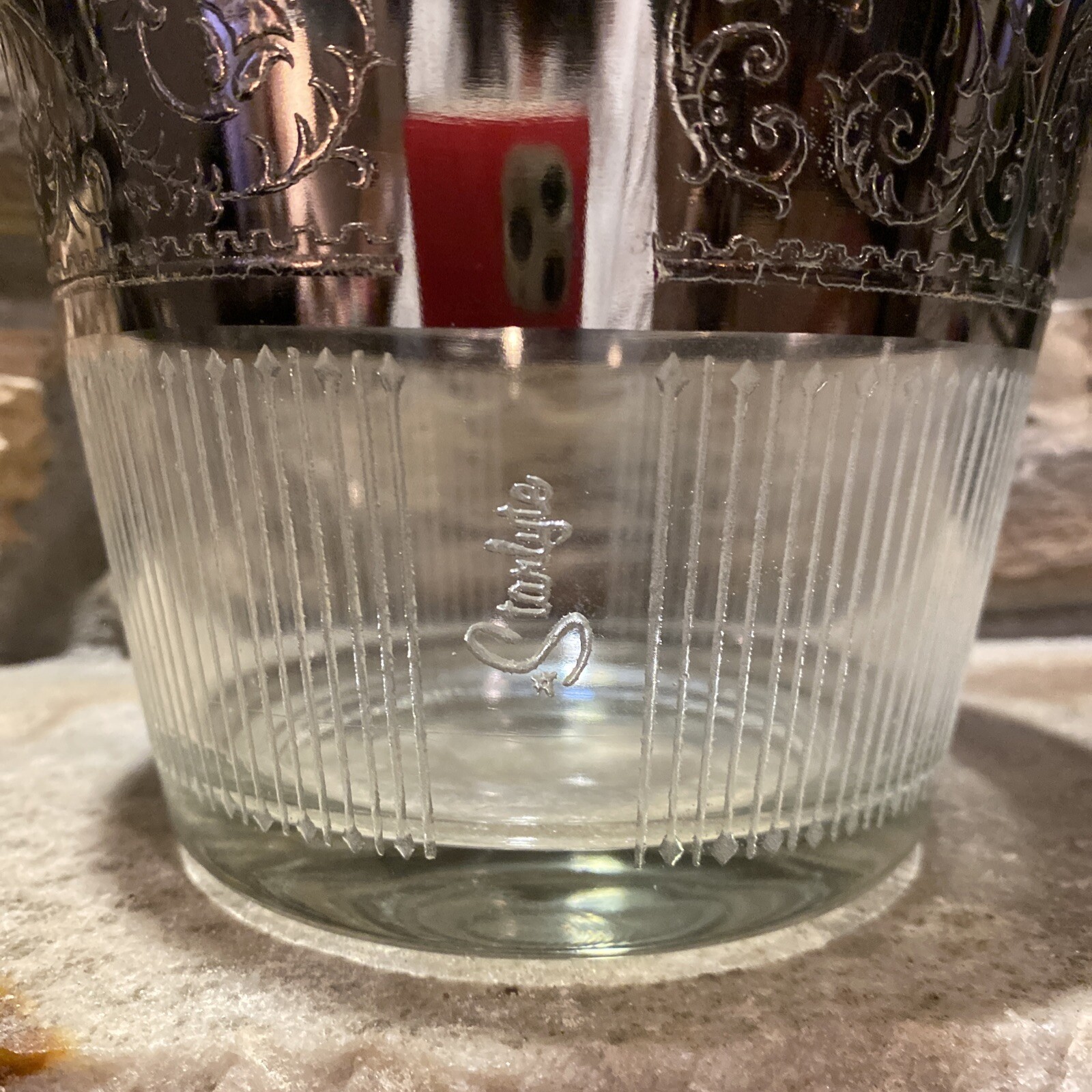 Beautiful Vintage Starlite Glass Silver Scroll Design Ice Bucket 5” | eBay