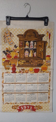 Vintage 1971 Linen Cloth Kitchen Calendar Wall Hanging Tea Towel 28 X ...