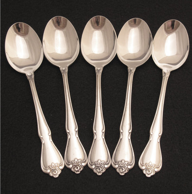 ONEIDA ARBOR ROSE TRUE ROSE STAINLESS OVAL SOUP SPOON OHSARR 552 set of ...