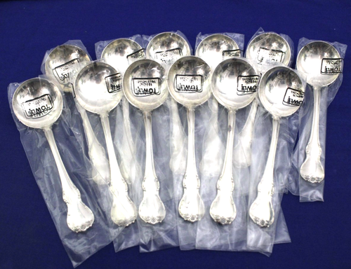 SET of 12 NEW SEALED TOWLE STERLING "FRENCH PROVINCIAL" CREAM SOUP ...