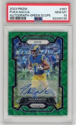 2023 Prizm RC Rookie Puka Nacua Green Scope Auto /75 PSA 10 | eBay