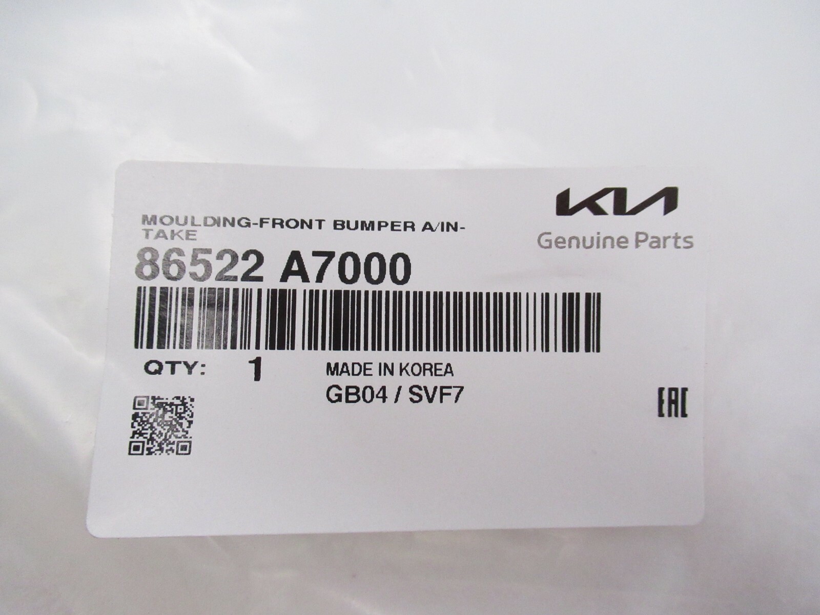 Genuine OEM Kia 86522 A7000 Lower Front Grille Moulding 2014-2016 Forte ...