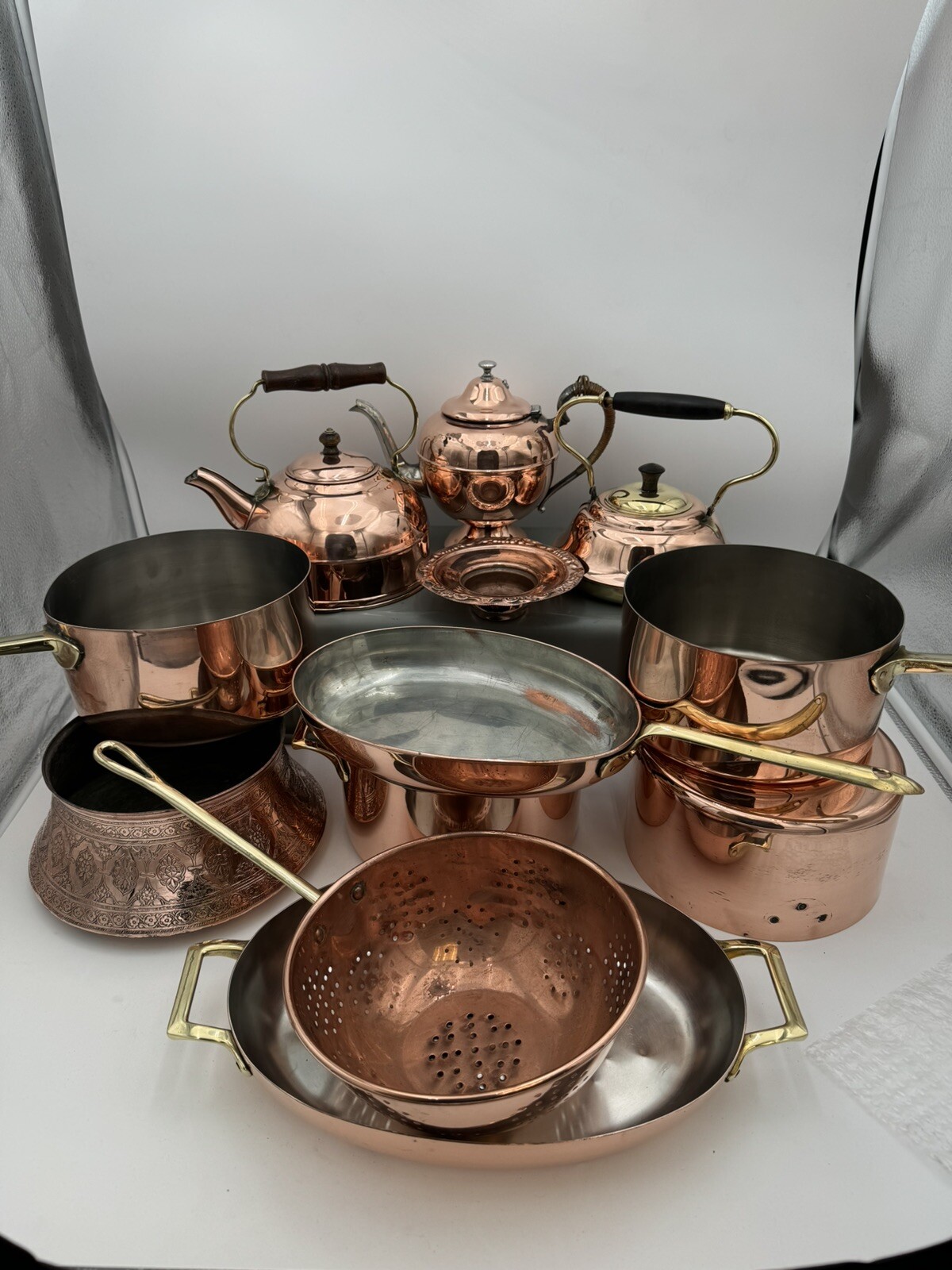 Vintage copper cookware collection 12 miscellaneous pcs Paul Revere ...