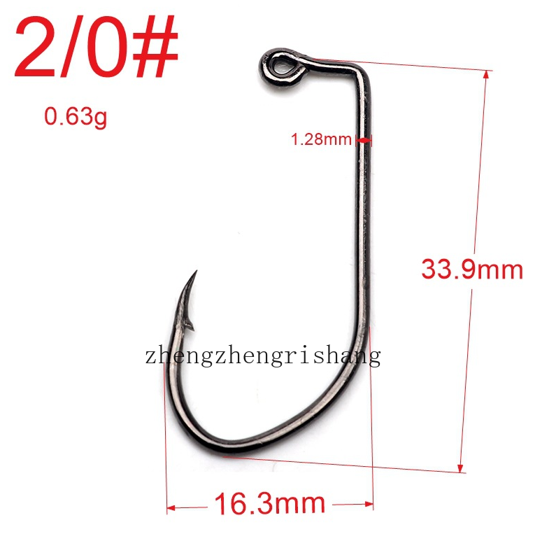 100PCS V Bend 90 Degree Jig Black Sickle Fishing Hooks Worm Hook Size 4 ...