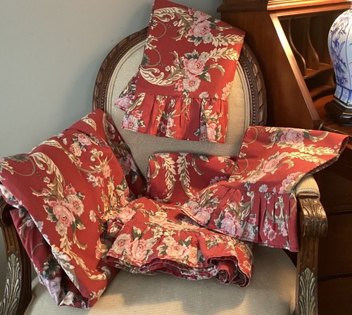 Ralph Lauren Danielle Marseilles 4-Pc Full/Double Sheet Set Red Floral ...