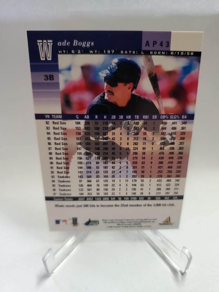 1998 Pinnacle Plus Artist's Proof Wade Boggs #AP43 HOF | eBay