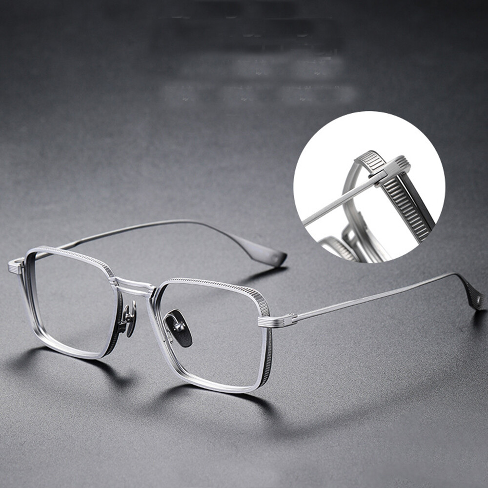 Man Handmade Metal Retro Square Eyeglasses Frame Ultra Light Spectacle ...