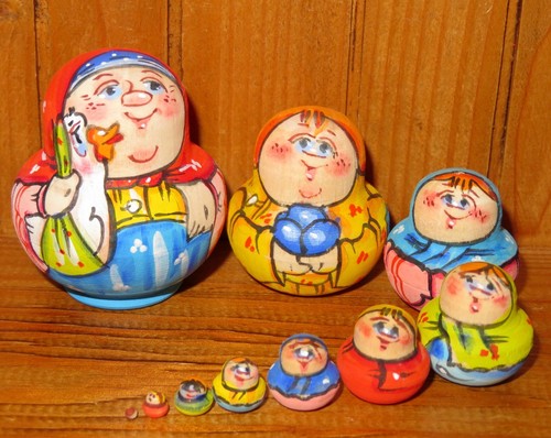 Matryoshka Russian Nesting Dolls MINIATURE Tiny Family 10 Goose ...