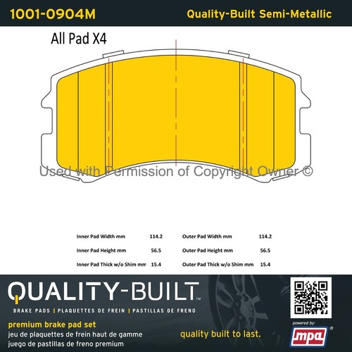 Quality-Built 1001-0904M Disc Brake Pad Set For 02-07 Mitsubishi Lancer ...