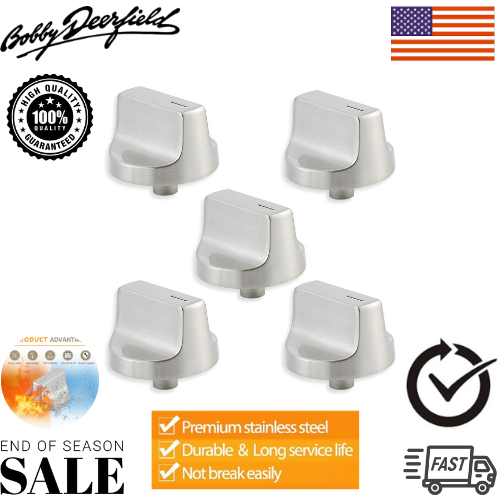 Stainless Steel Stove Knobs Replacement for Whirlpool Gas Range - 5 Pcs ...