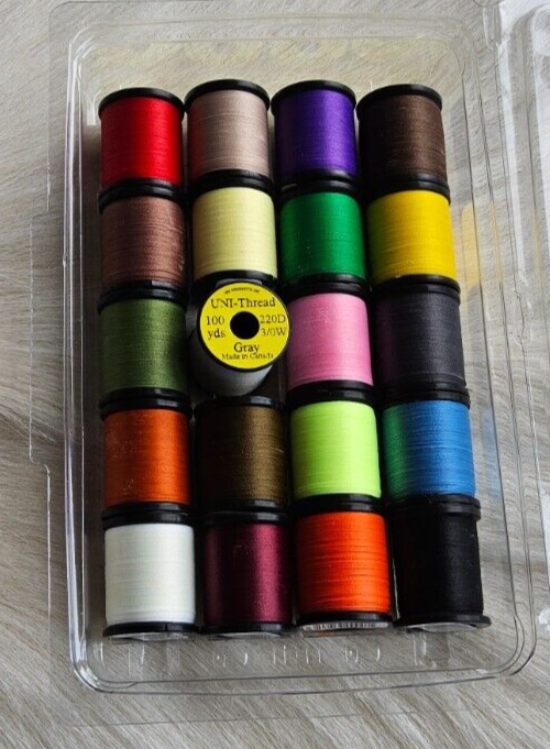 Fly Tying Thread. Uni- thread (20 Spool Combo) Size 3/0 100 yard spools ...