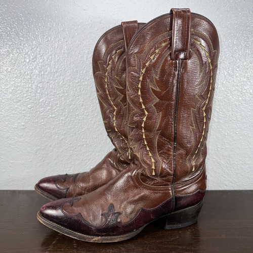Dan Post Men's 13" Vegas Cut Cowboy Boots Brown Burgundy Leather Size ...