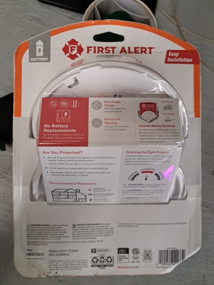 First Alert 2 Pack 10 Year Battery - Powered Photoelectric Smoke ...