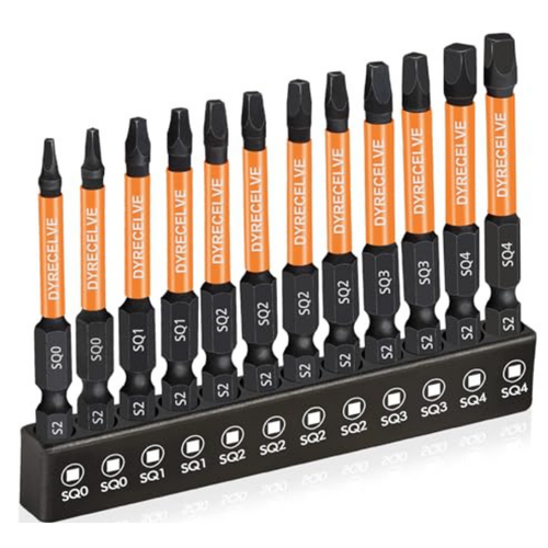 12-Pack Square Drive Bits Premium S2 Alloy Steel Square Bit Set ...