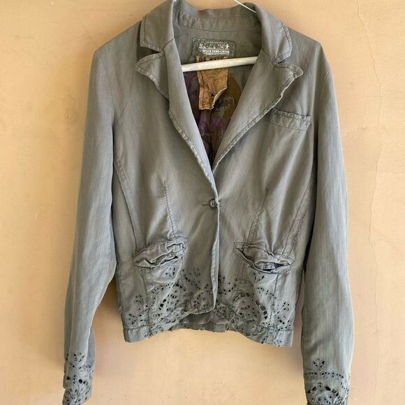 DA NANG / eyelet distressed utility jacket in khaki … - Gem