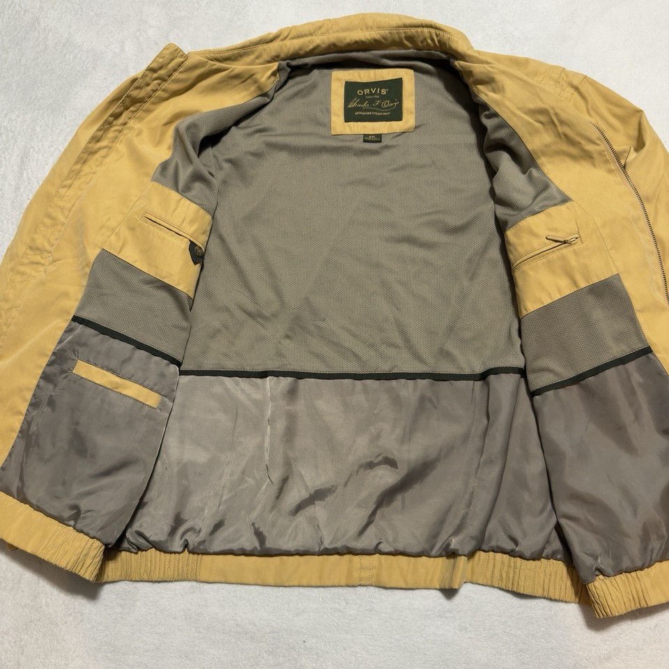 ORVIS Signature Series Vintage Bomber Jacket Mens XXL Gold Mesh Lined ...