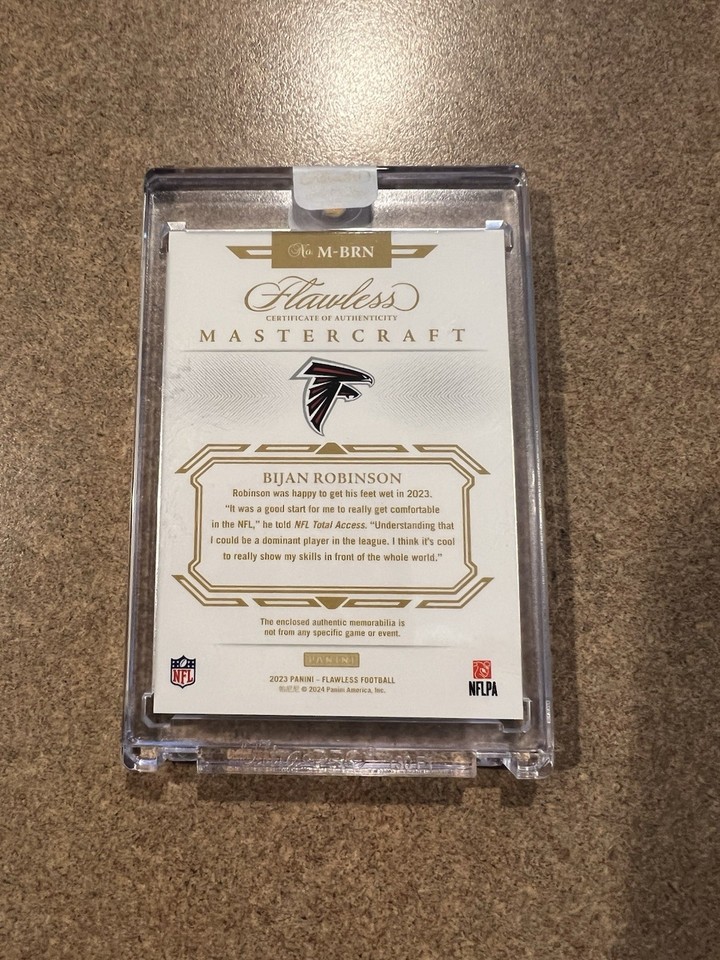 2023 Flawless Bijan Robinson Mastercraft Triple Jersey Patch Rookie RC ...