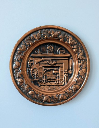 Vintage Coppercraft Guild Colonial Fireplace Copper Wall Hanging Plate ...