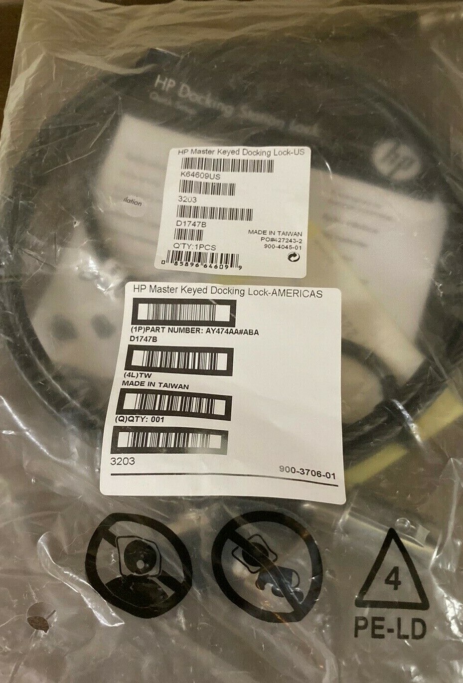 HP Master Keyed Docking lock 1PAY474AA#ABA KEYS AND LOCK | eBay