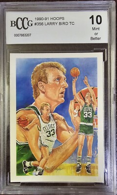 1990-91 NBA Hoops - Art Card Team Checklist #356 Larry Bird BCCG 10 | eBay