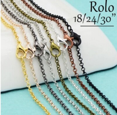 18-30" inches Assorted Colours Rolo Curb Chain Necklace Various Sizes ...