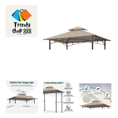 Grill Gazebo Replacement Canopy Roof, 5' x 8' Outdoor BBQ Gazebo Canopy Top C... | eBay