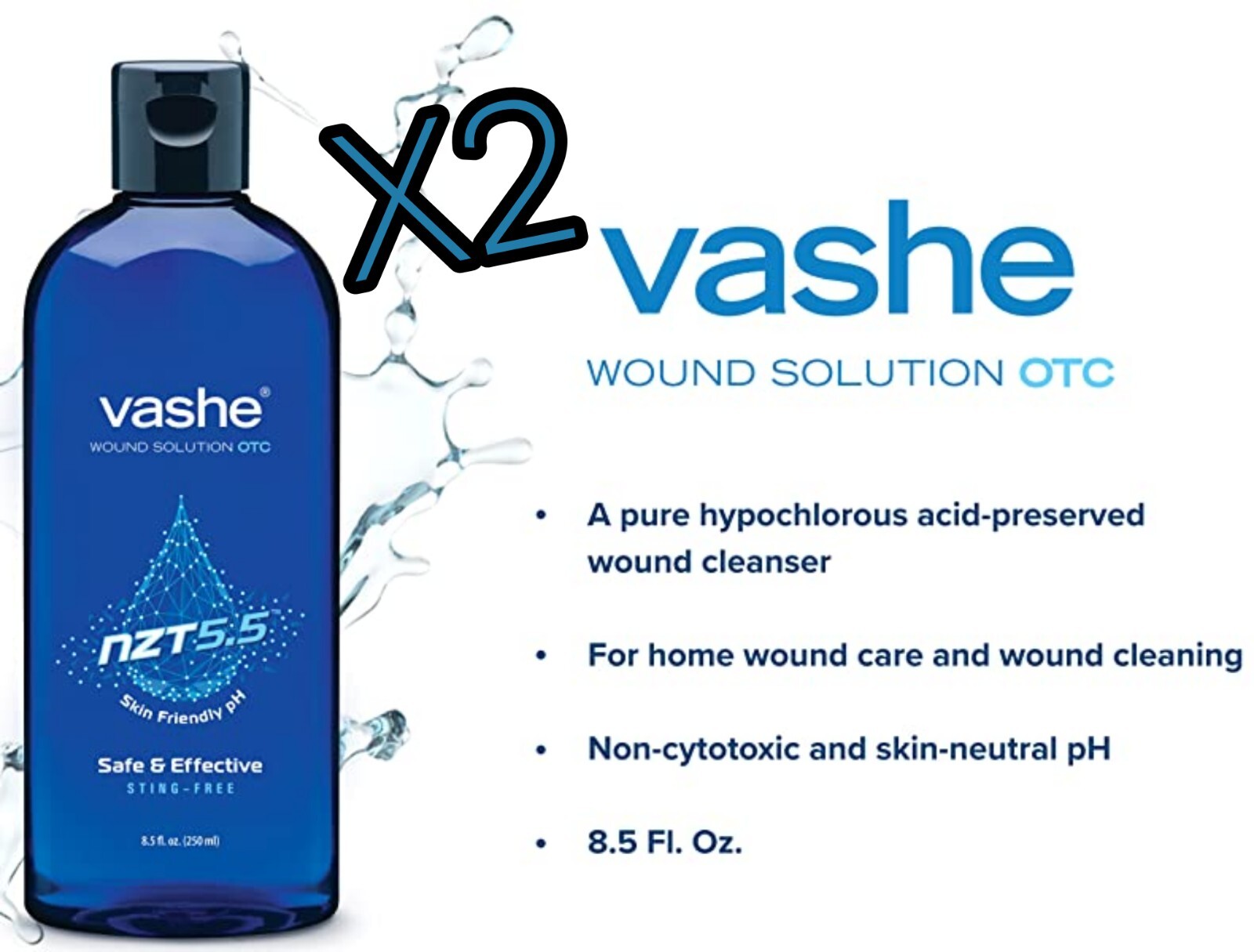 (2 Pack) VASHE Wound Solution Cleanser, 8.5 oz Bottle Each, Brand New ...