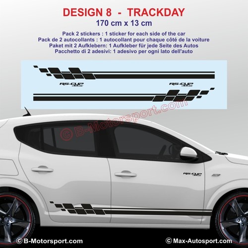 Autocollant pour Sandero sticker bande racing TRACKDAY ref:2201-8 | eBay