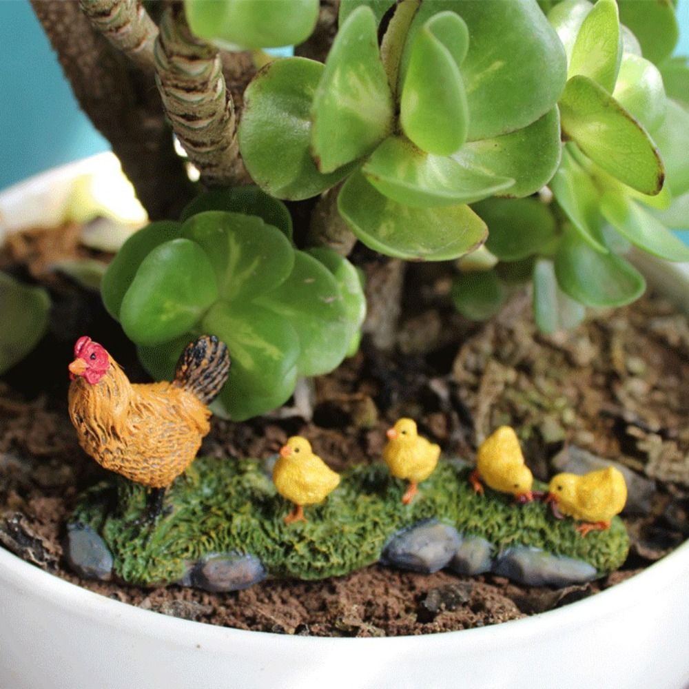 Hen Chick Models Micro Landscape Chicken Family Figurines Farm Poultry ...